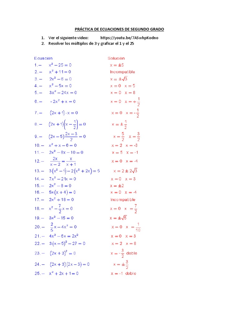 Ec. de Segundo Grado | PDF