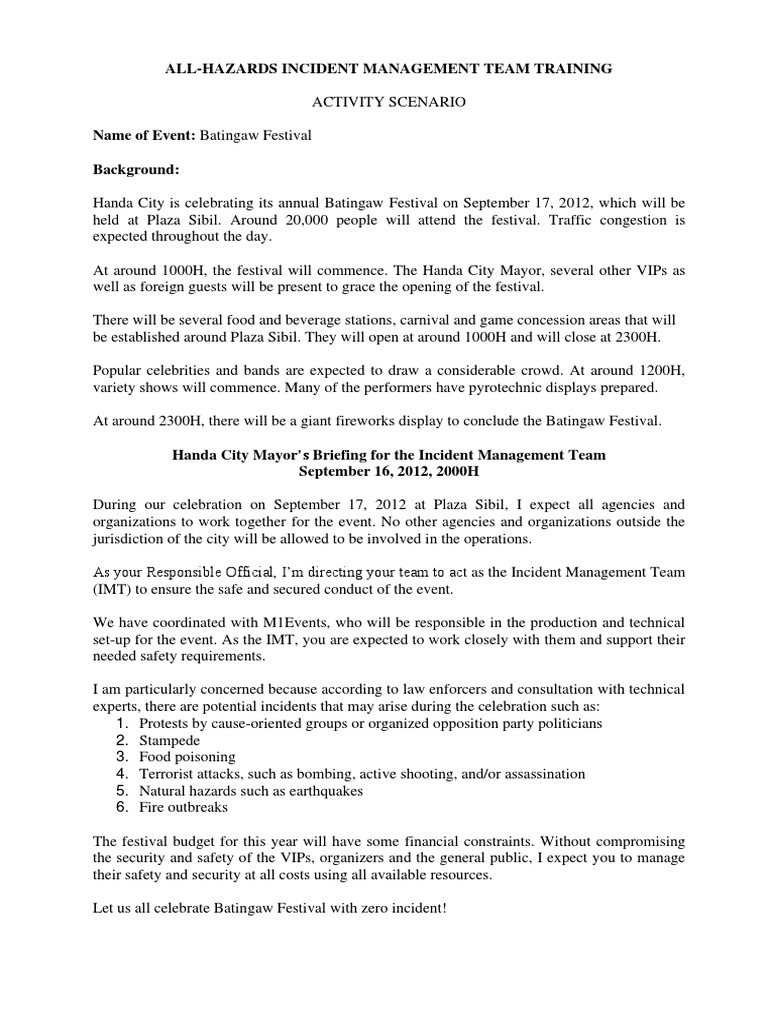 AHMIT Module 5 - Batingaw Festival | PDF | Firefighter | Emergency