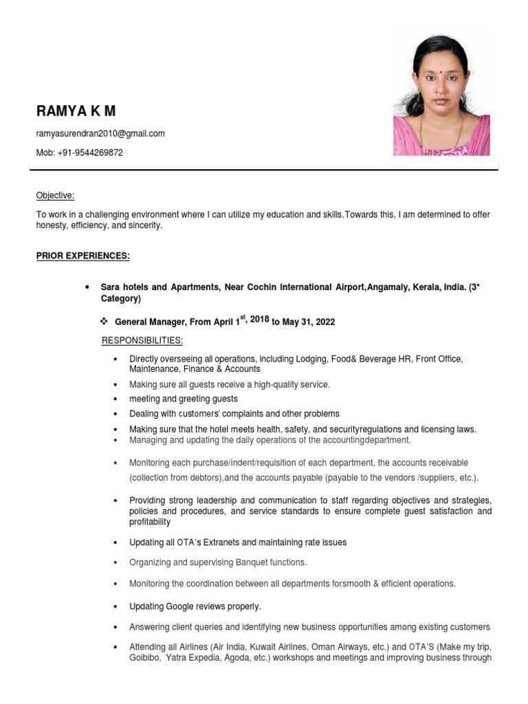Curriculum Vitae Ramya-1 | PDF | Business | Software