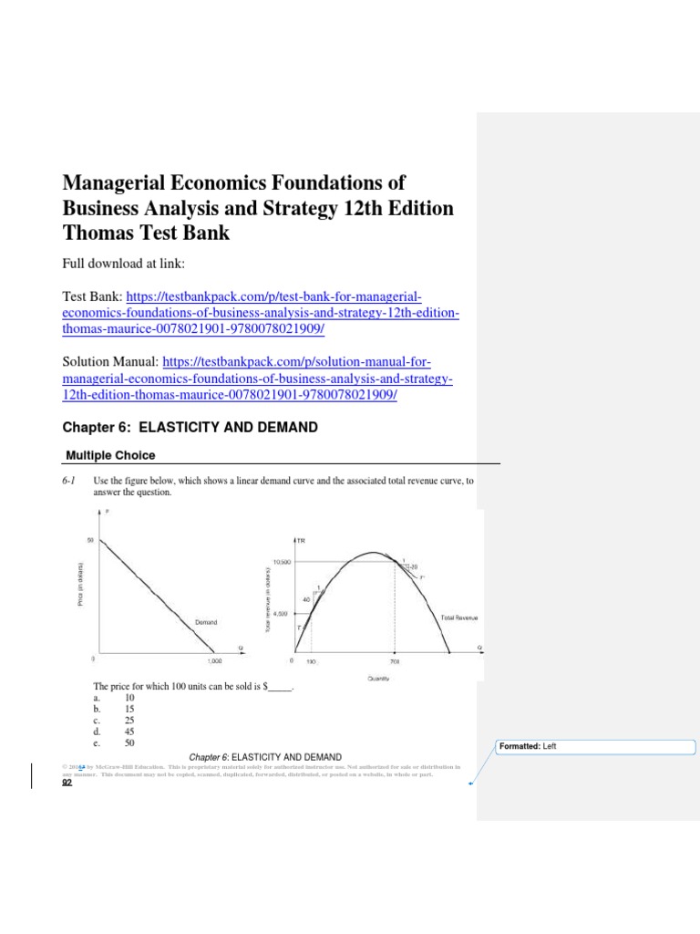 Managerial Economics Foundations of Business Analysis and Strategy 12th ...