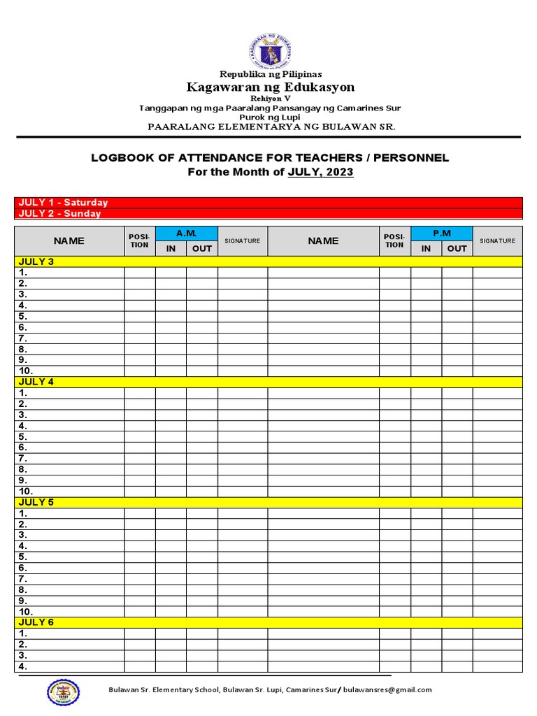 Logbook of Attendance | PDF