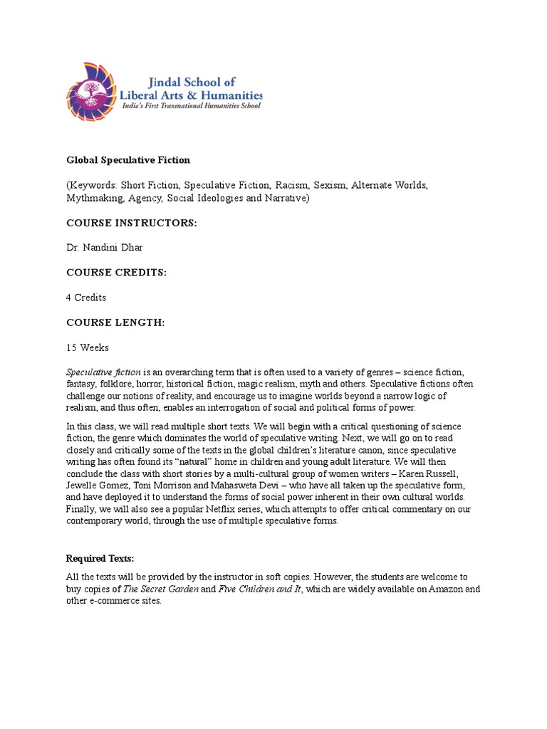SpeculativeFictionFall2023 CourseManual | PDF