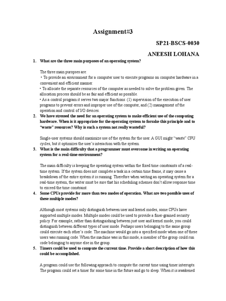 Assignment 1 Pdf Thread Computing Process Computing