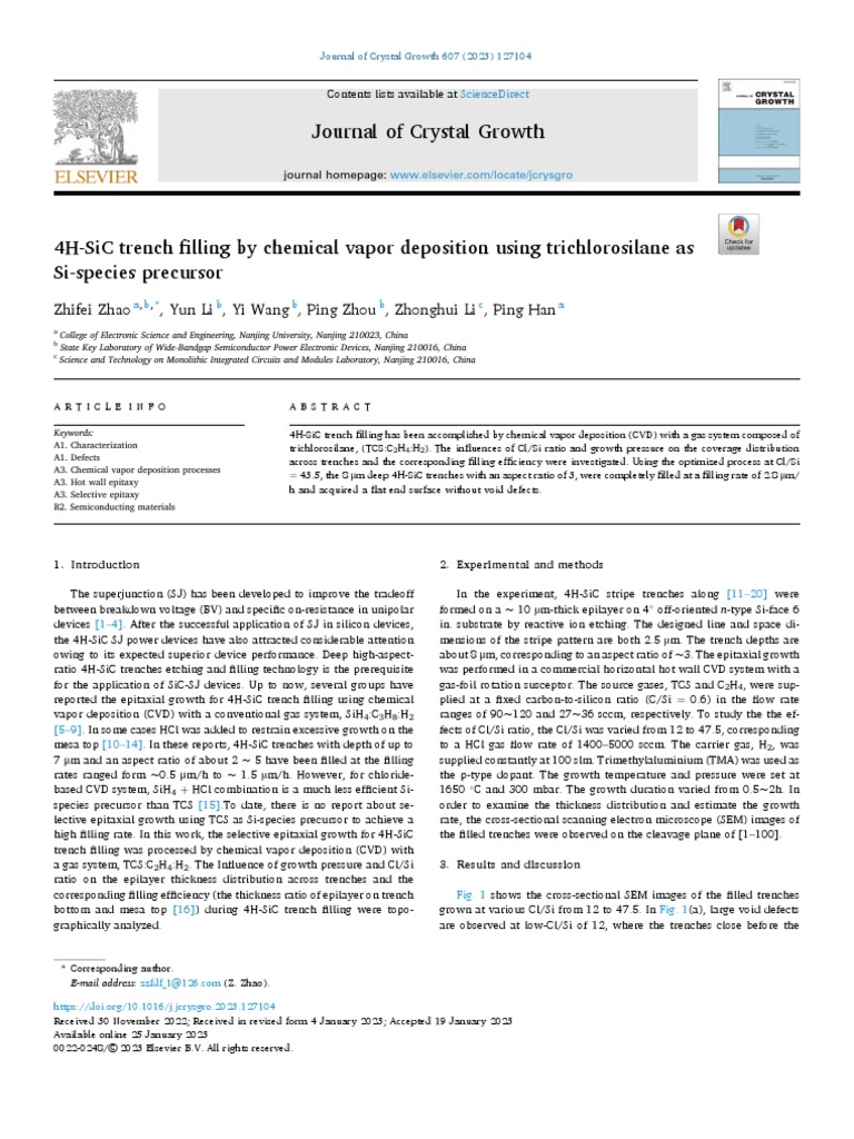 4H-SiC Trench Filling via CVD with TCS | PDF | Chemical Vapor ...