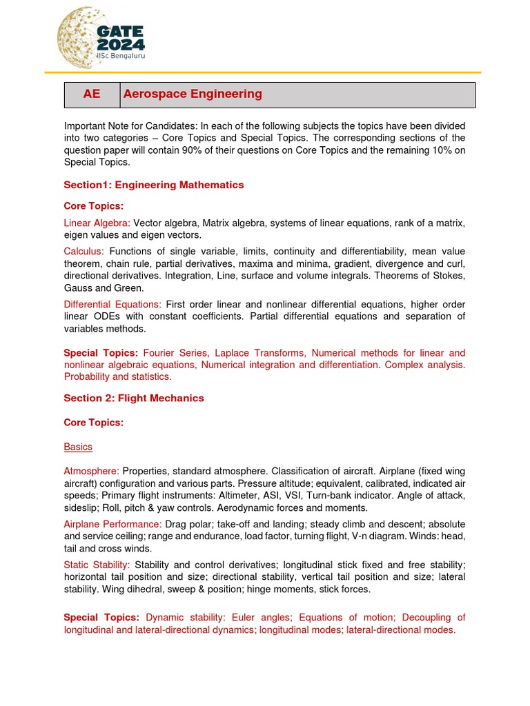 Aerospace Engineering Exam Topics Guide | PDF