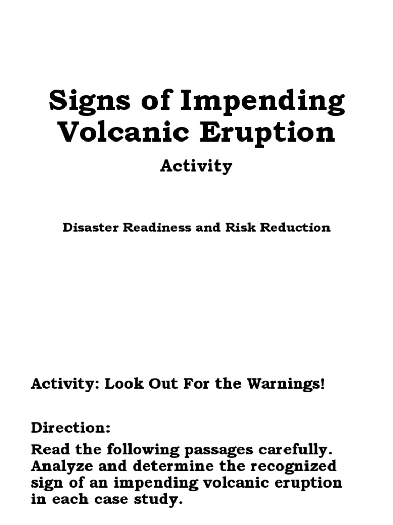 9 Signs of Impending Activity | PDF | Volcano | Types Of Volcanic Eruptions