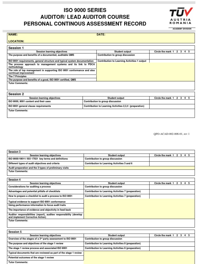 2 Continous Assessment 9001 | PDF | Audit | Iso 9000