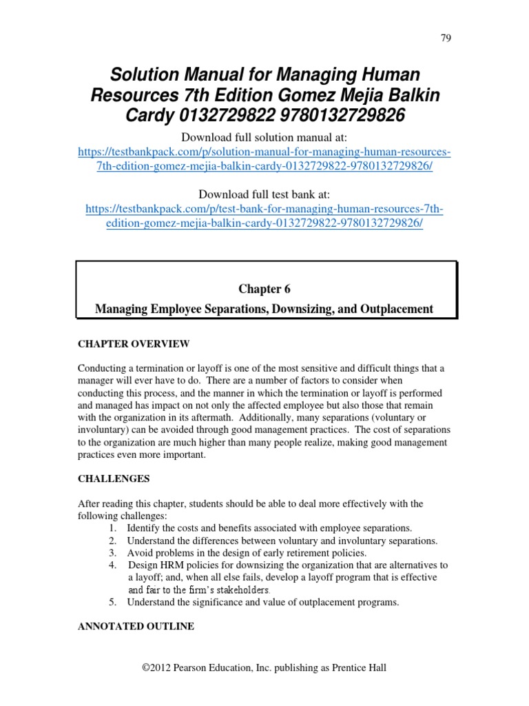 Managing Human Resources 7th Edition Gomez-Mejia Solutions Manual ...