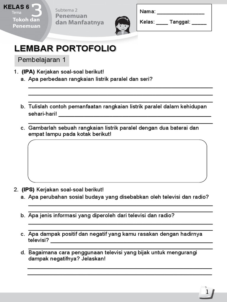 LEMBAR PORTOFOLIO BUPENA 6A Tema 3 Sub 2 | PDF