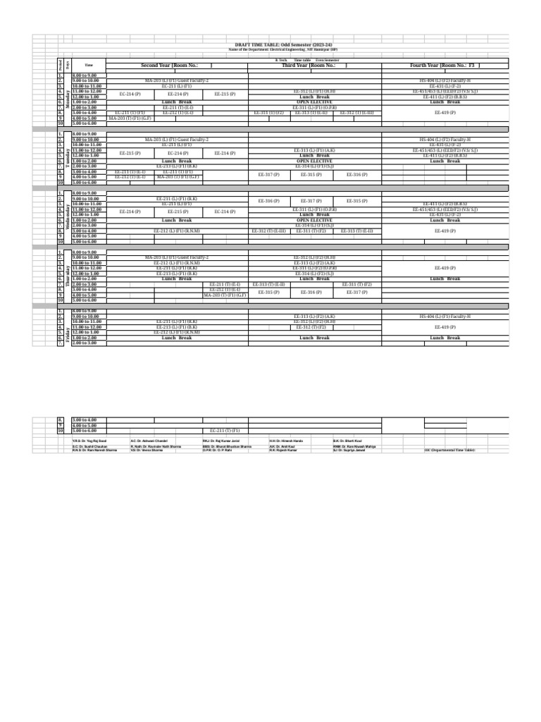 B.tech Time Table | PDF