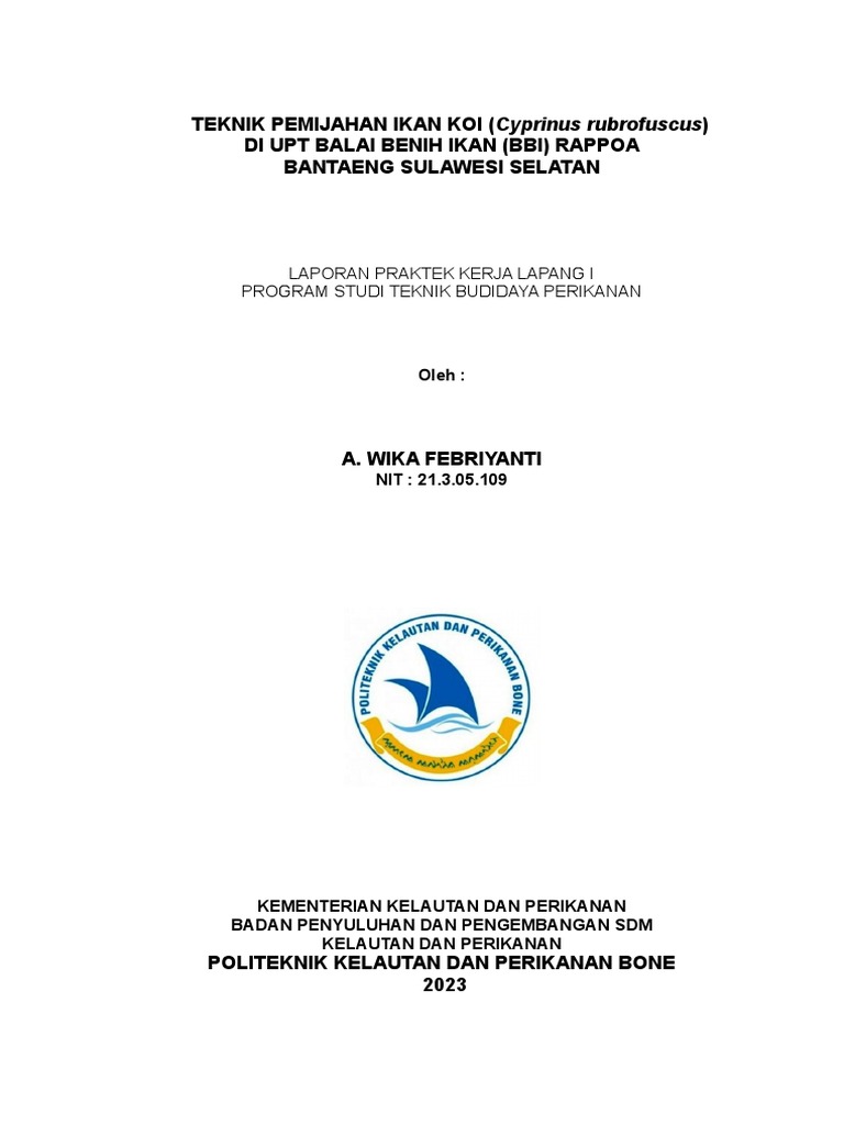 Laporan Teknik Pembenihan Ikan Koi Di Balai Bantaeng | PDF