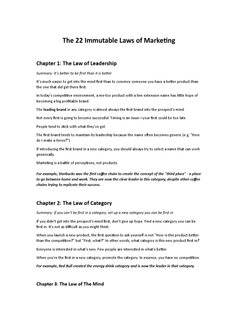 The 22 Immutable Laws of Marketing | PDF