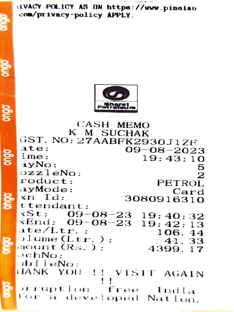 Petrol bill Aug 10, 2023 | PDF