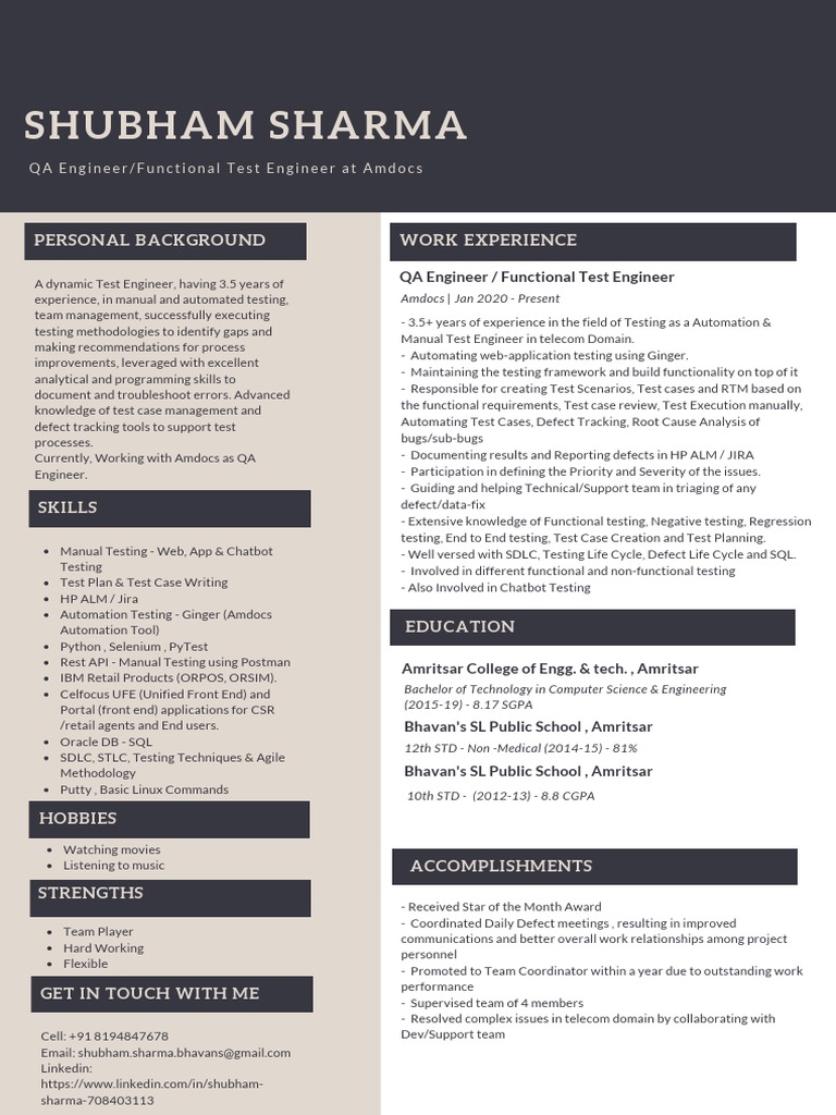 QA Engineer Resume: Shubham Sharma | PDF | Software Development | Computer Engineering