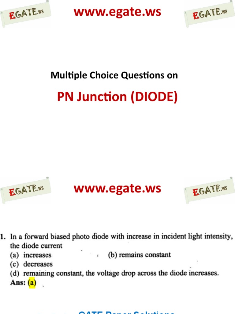 Multiple Choice Questions - Diode | PDF