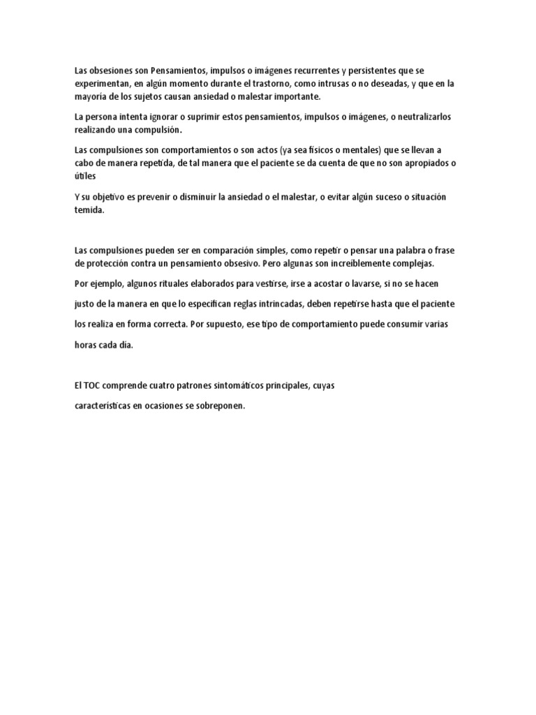 Entendiendo el TOC: Obsesiones y Compulsiones | PDF | Crecimiento personal y profesional ...