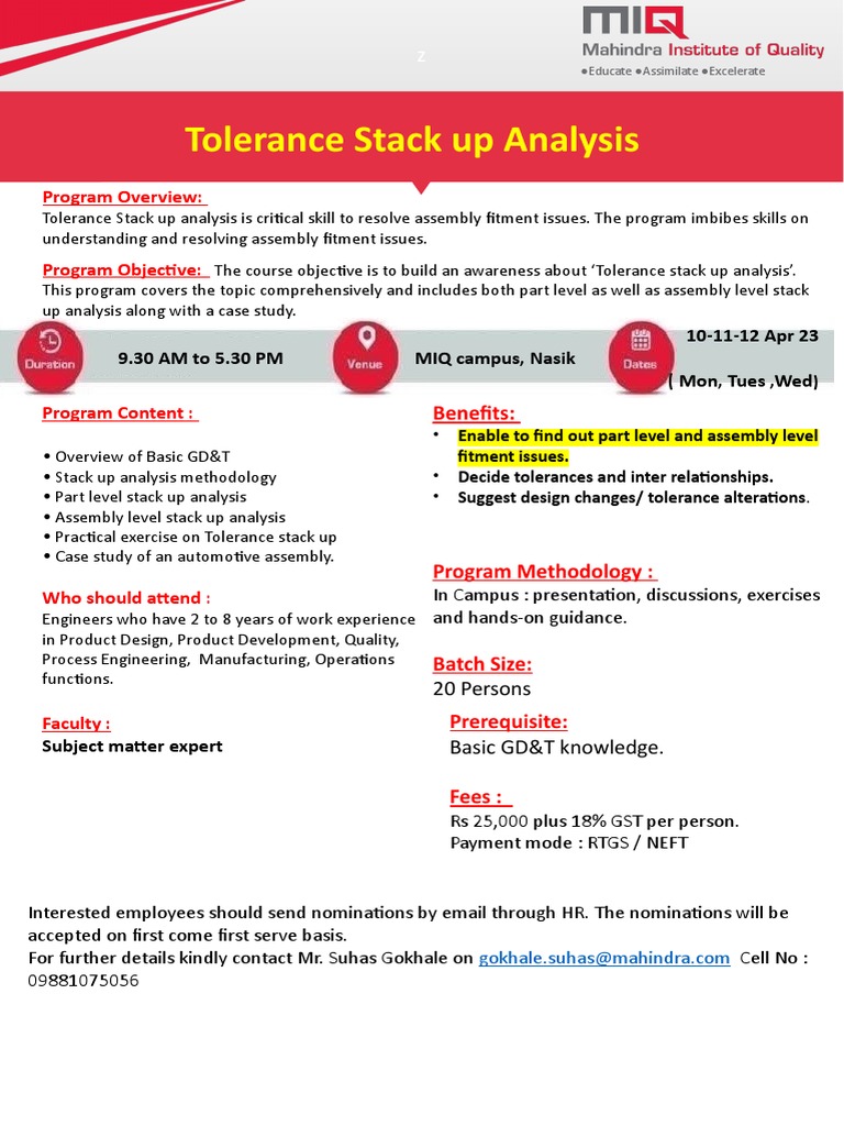 Tolerance Stack Up Analysis 10-11-12 April 23 | PDF