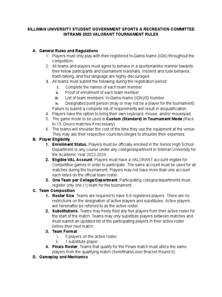 Guidelines For Valorant Players (Final) | PDF