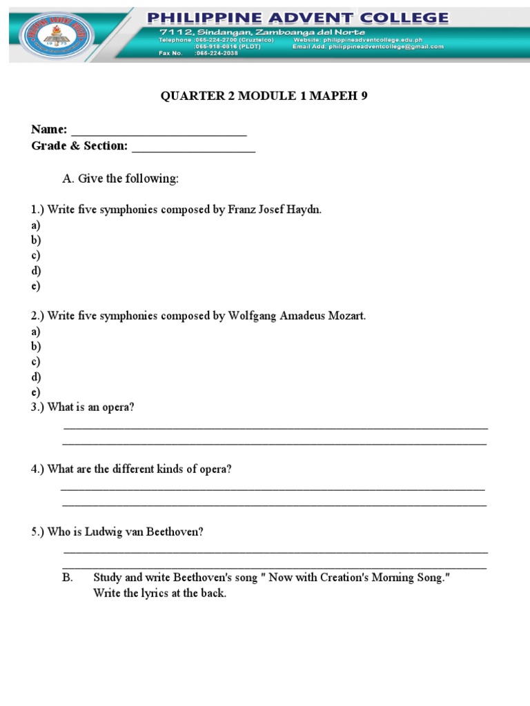 Quarter 2 Module 1 Mapeh 9 | PDF | Art