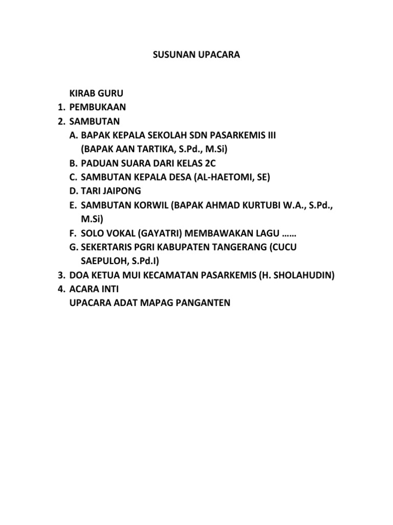 Susunan Upacara Adat | PDF