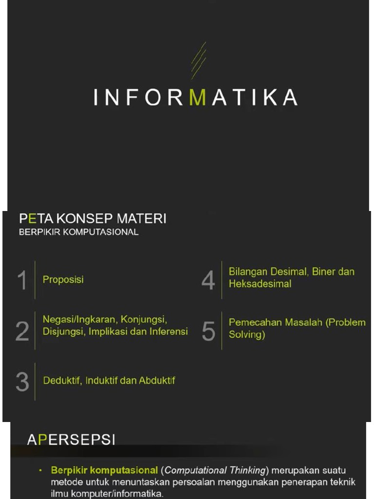 Presentasi 1 - Informatika - Komputasional - Proposisi | PDF
