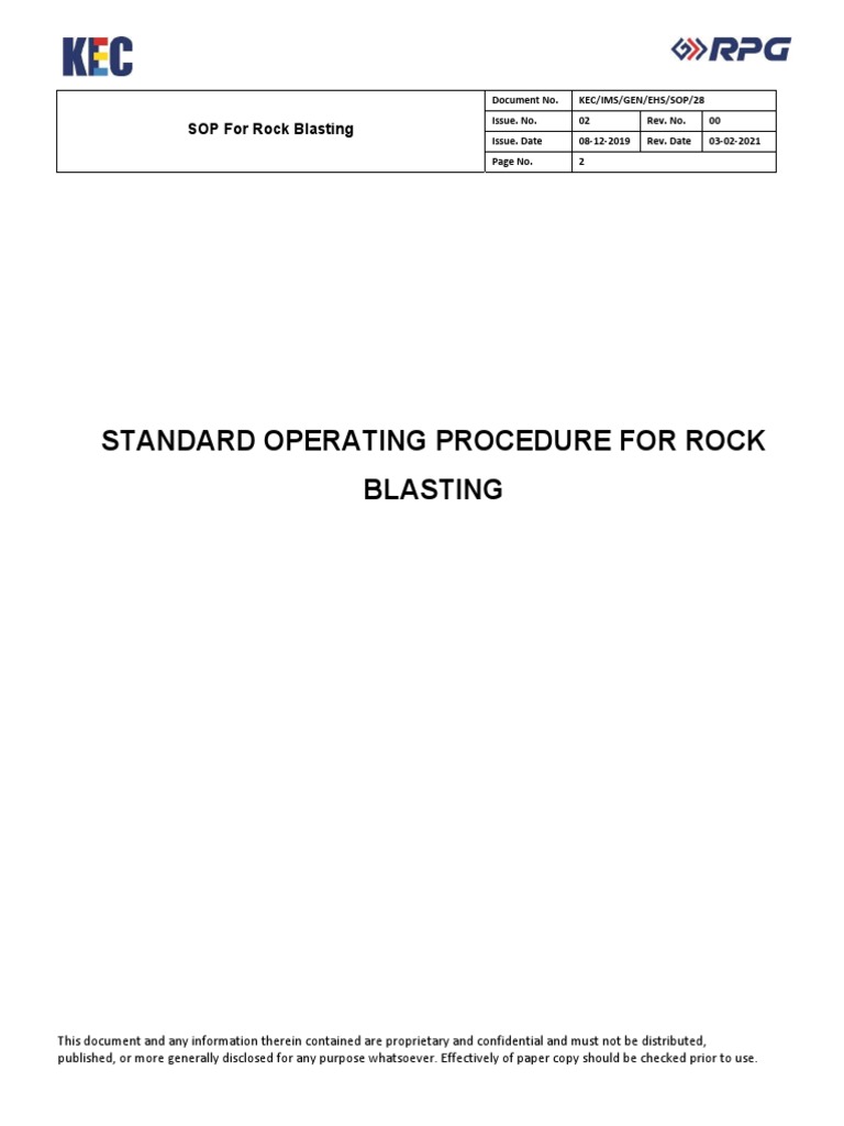 SOP - Rock Blasting | PDF