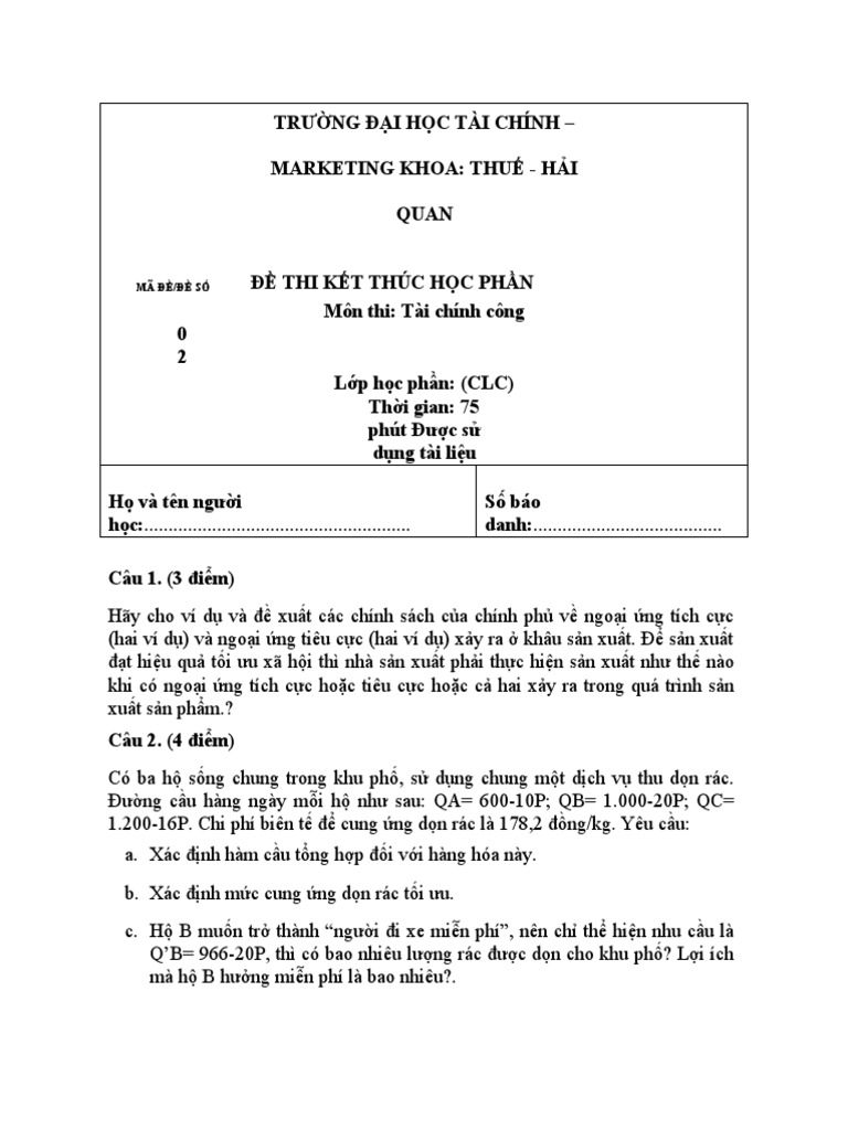 Đề thi TCC | PDF