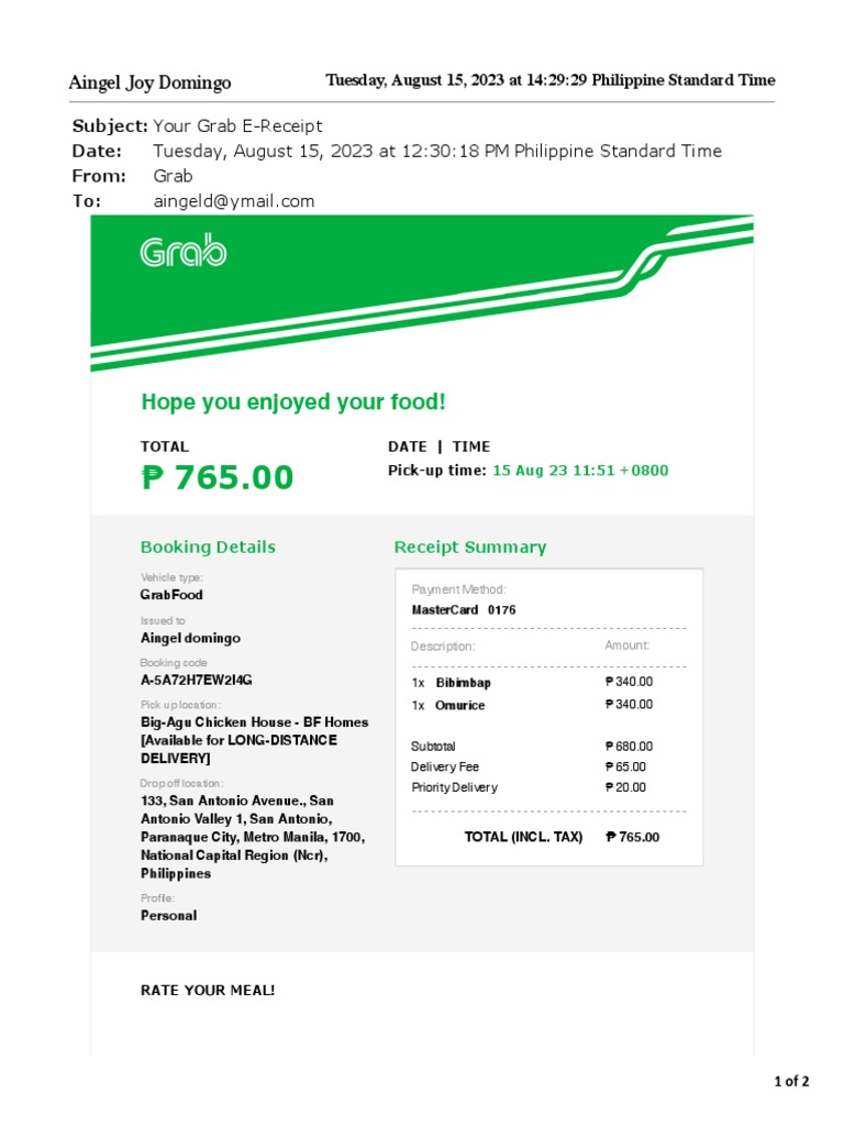 Grab Receipt | PDF