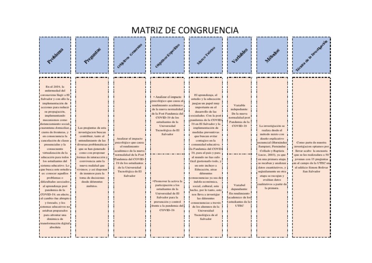 MATRIZ DE CONGRUENCIA | PDF