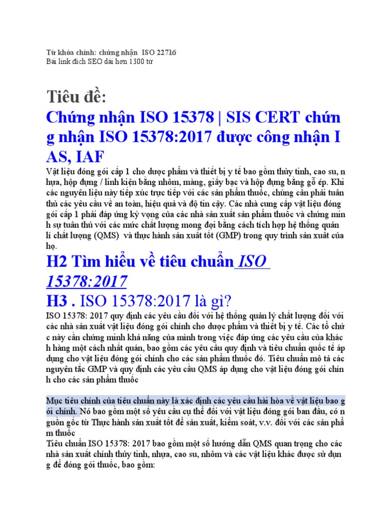 Chung Nhan Iso 15378 | PDF