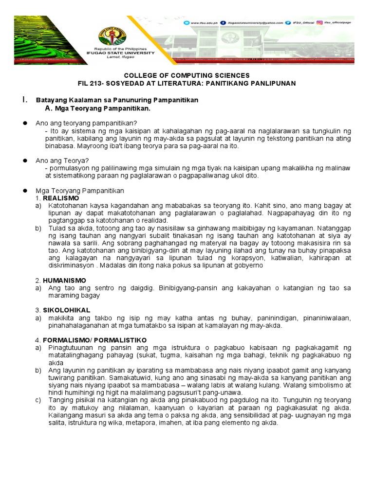A. Mga Teoryang Pampanitikan | PDF