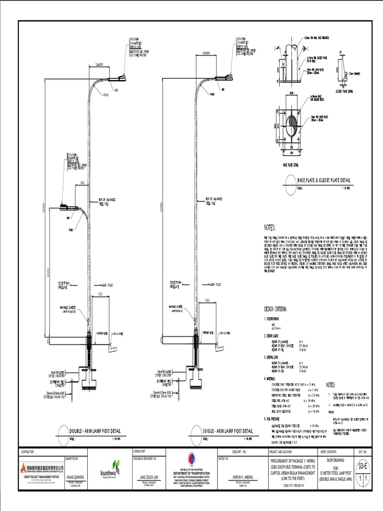 LIGHT POST DET_STEEL POLE-SINGLE ARM LAMP POST DETAIL | PDF