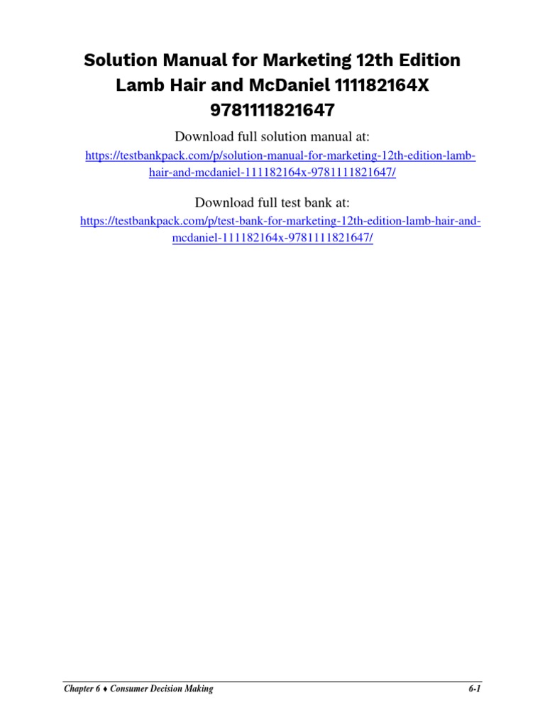 Marketing 12th Edition Lamb Solutions Manual Download | PDF