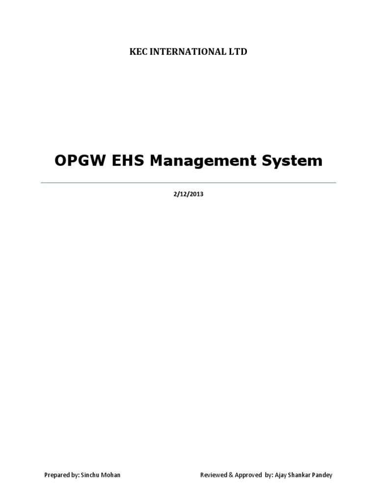 OPGW EHS Management System Guidelines | PDF | Science & Mathematics