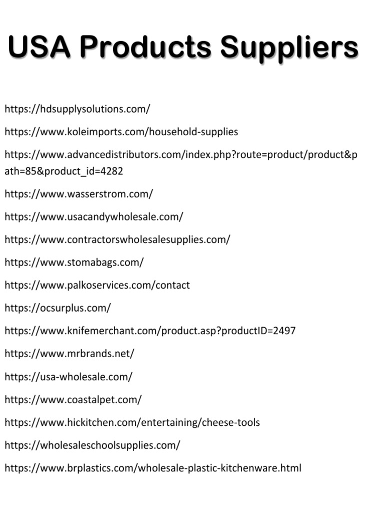 Wholesale USA Suppliers List | PDF