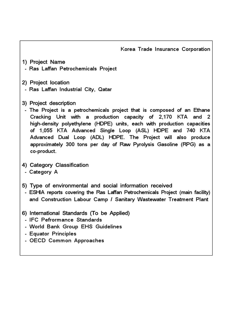 Ras Laffan Petrochemicals Project | PDF