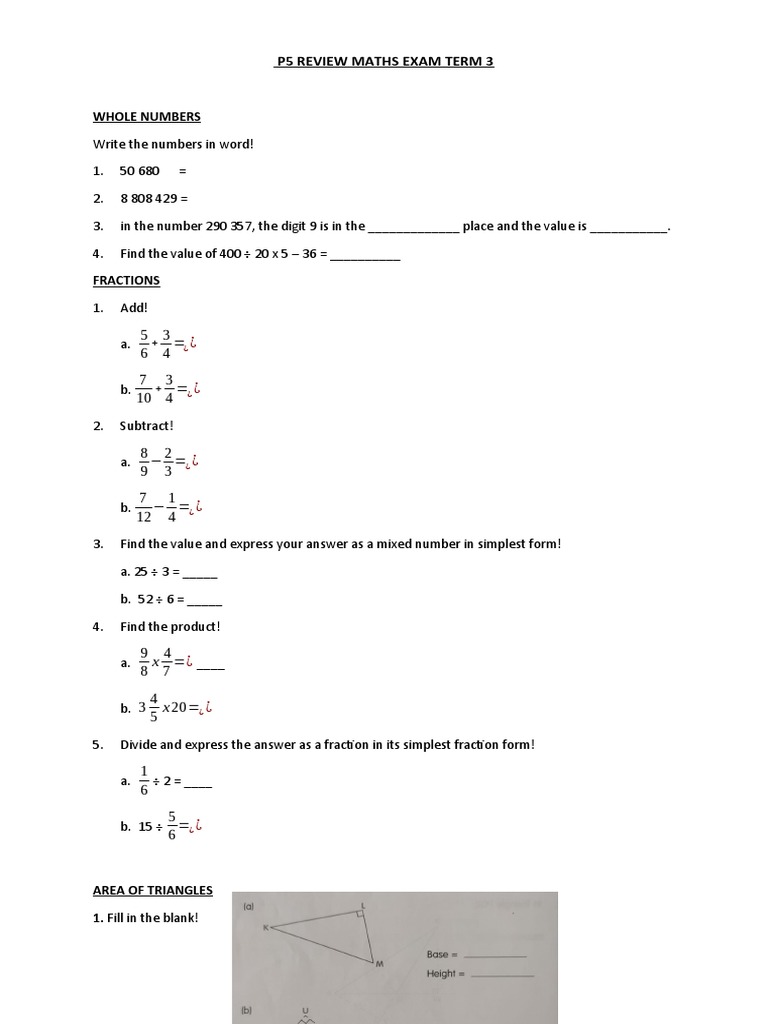 P5 Maths Exam Review Term 3 | PDF | Computers