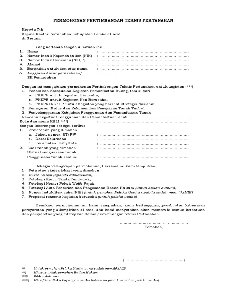 Permohonan Teknis Pertanahan | PDF | Hukum