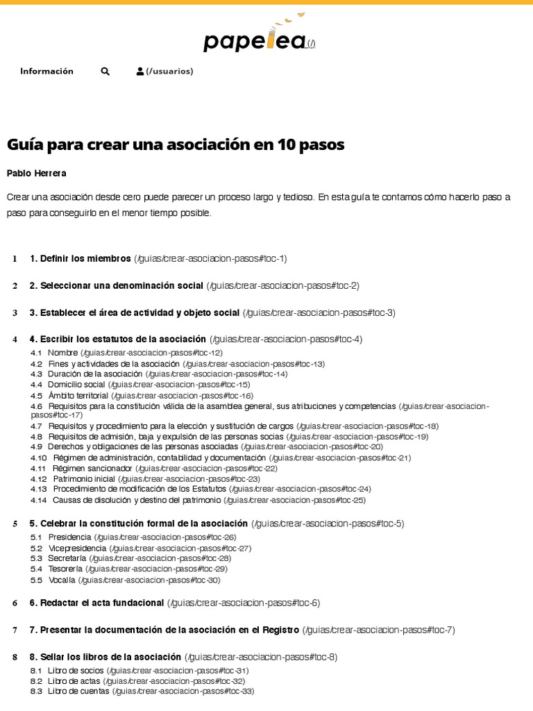 Guía para Crear Una Asociación en 10 Pasos - Papelea | PDF