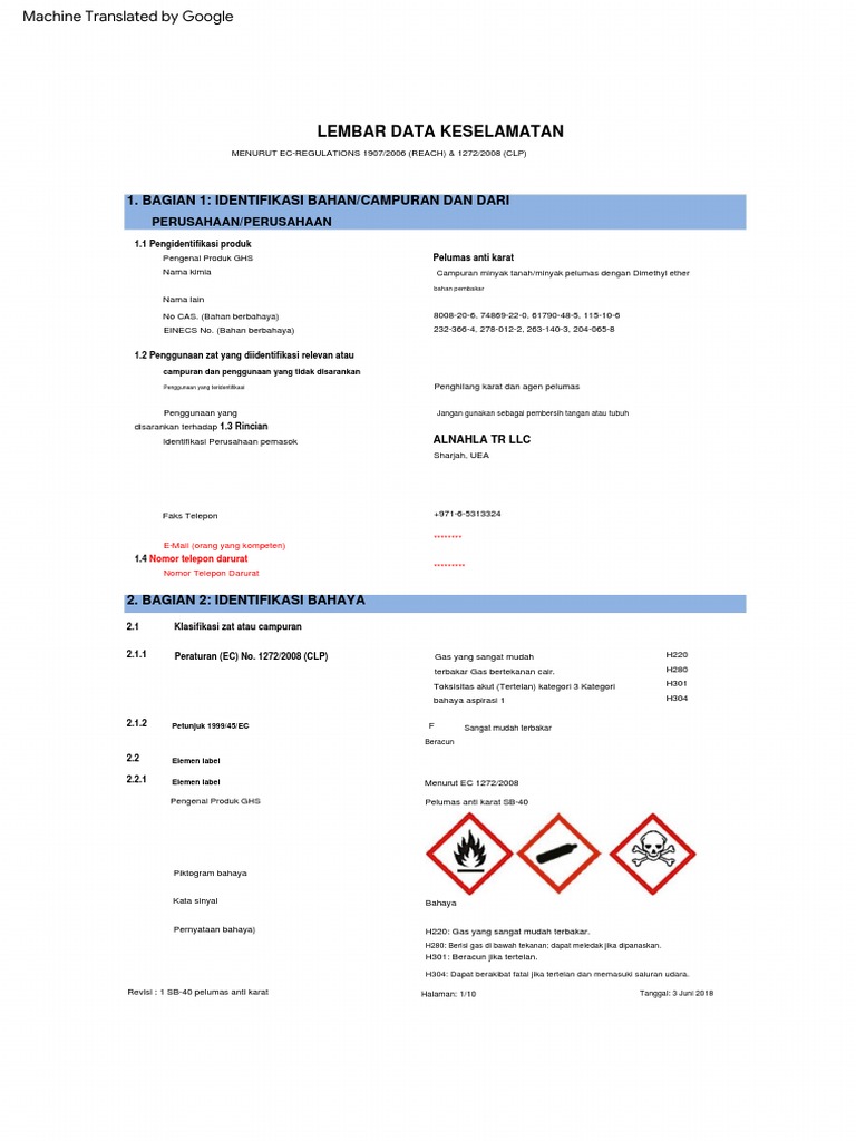 "Pelumas Anti Karat SB-40: Bahaya & Penanganan" | PDF