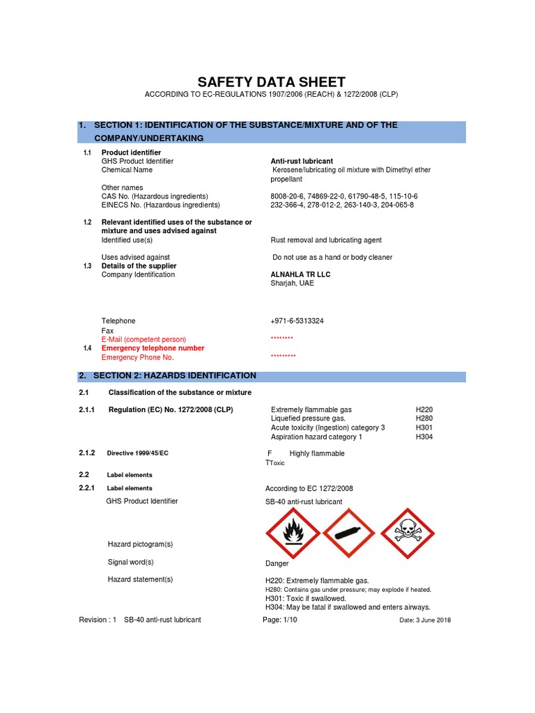 SpeedyBee MSDS SB 40 Anti Rust Lubricant | PDF