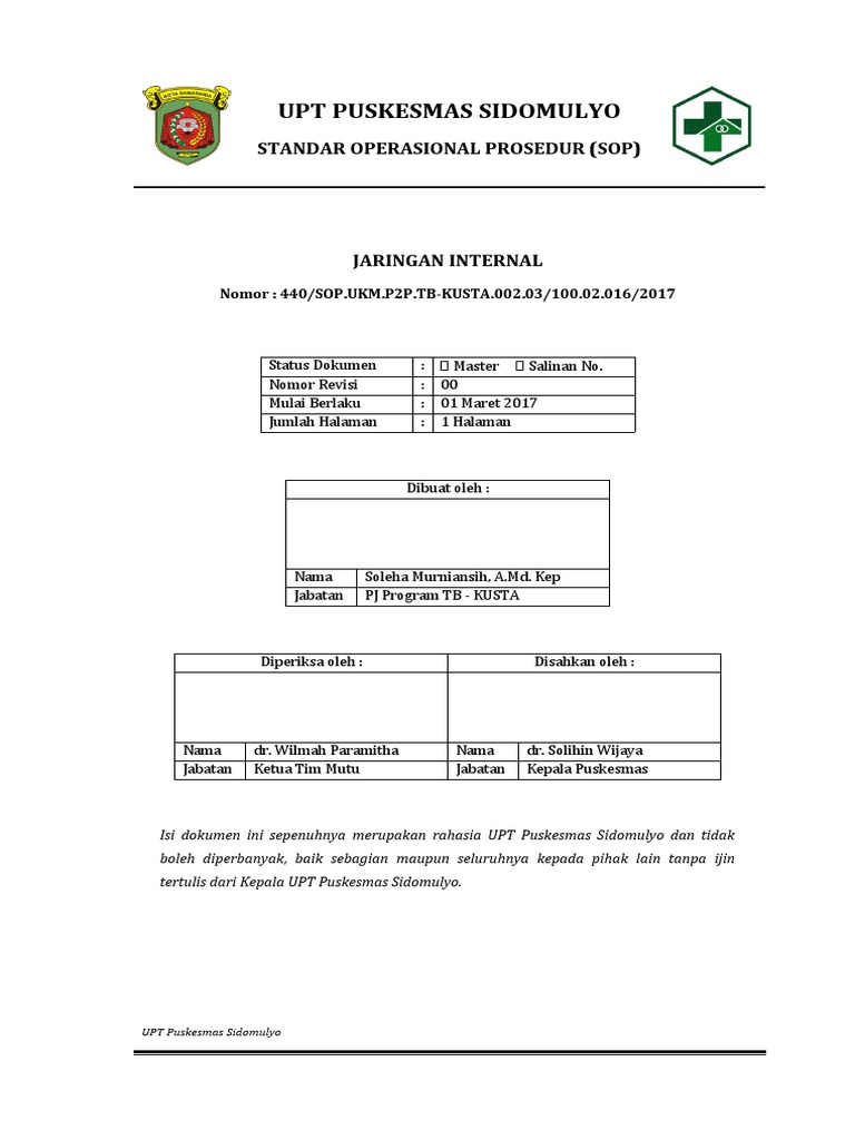 SOP TB Jejaring Internal | PDF