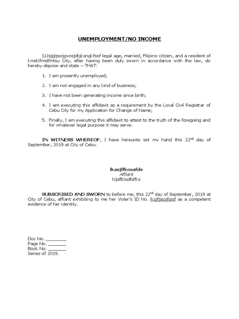 FORMAT_Affidavit of Unemployment | PDF