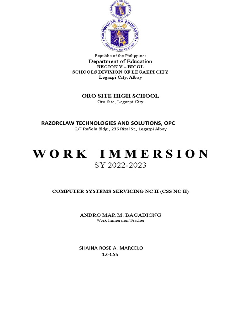 Letter Head For Your Work Immersion Report v. 2 1 | PDF