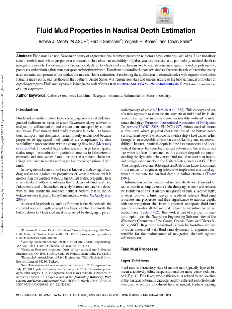 0102 Fluid Mud Properties in Nautical Depth Estimation (Mehta Et. Al ...