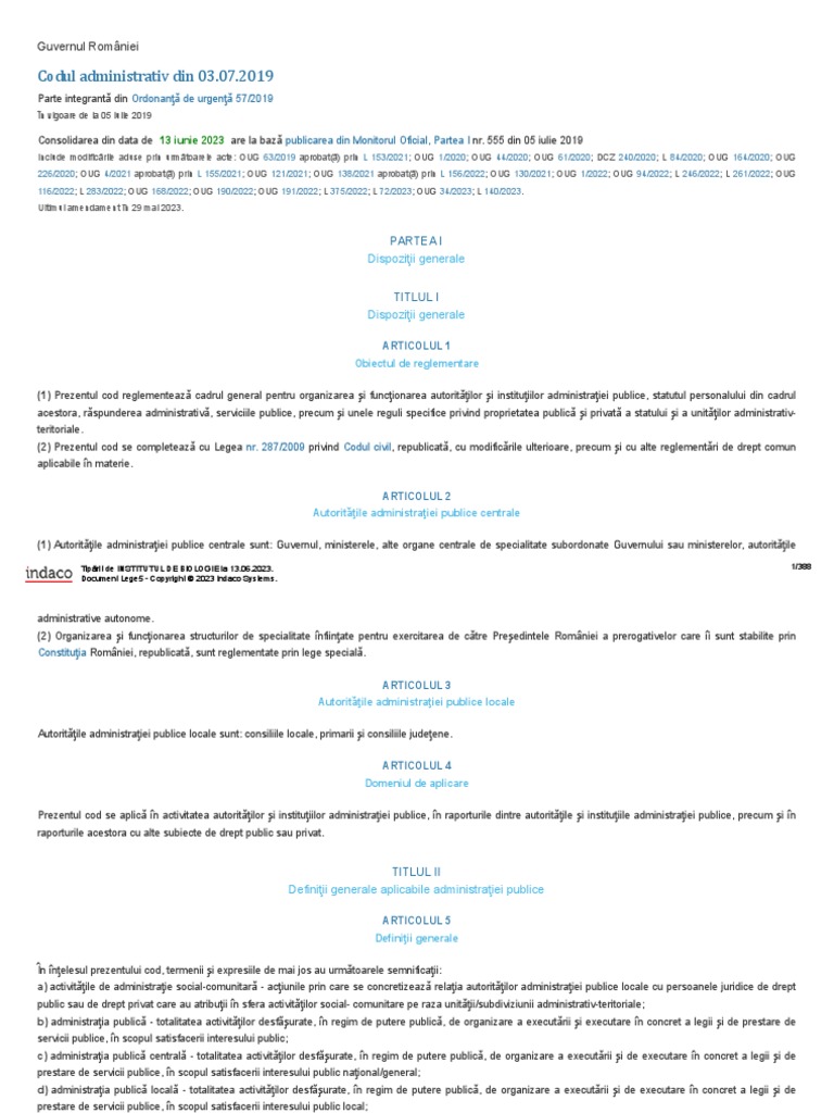 Codul Administrativ Din 03072019 | PDF