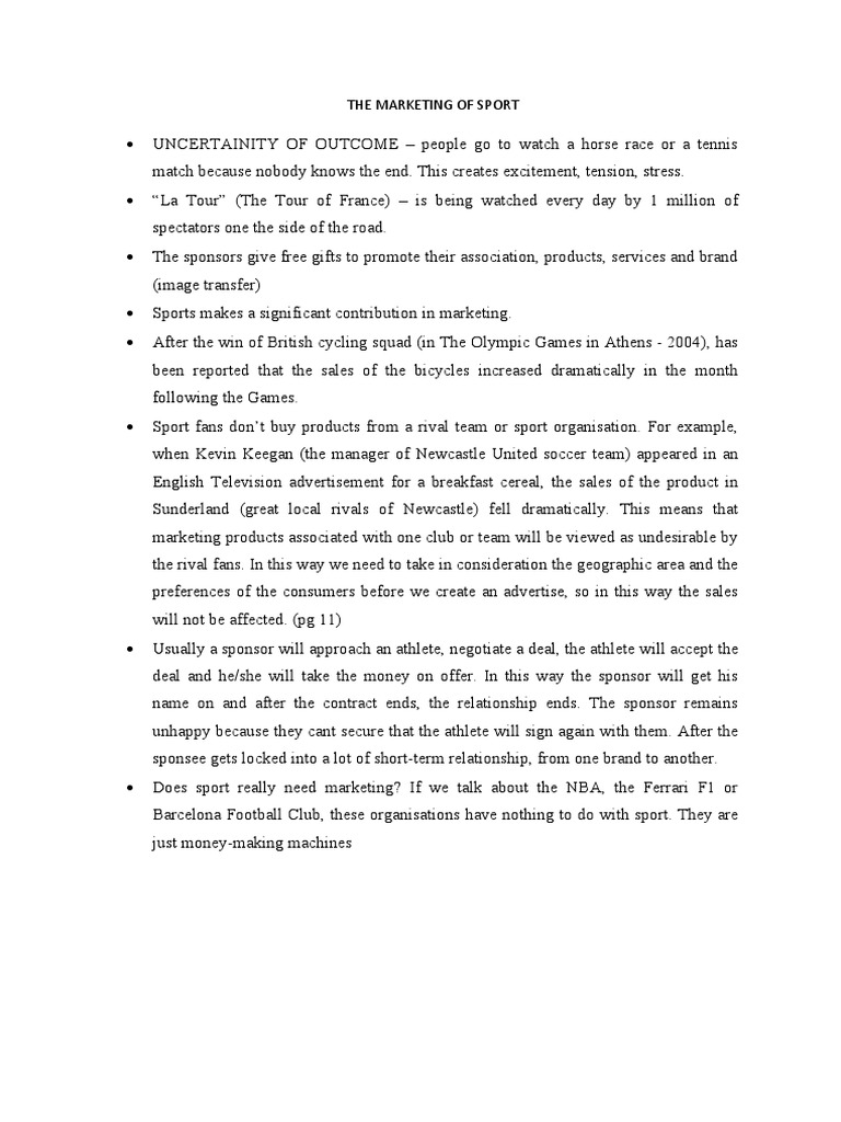 The Marketing of Sport - John Beech & Simon Chadwick | PDF