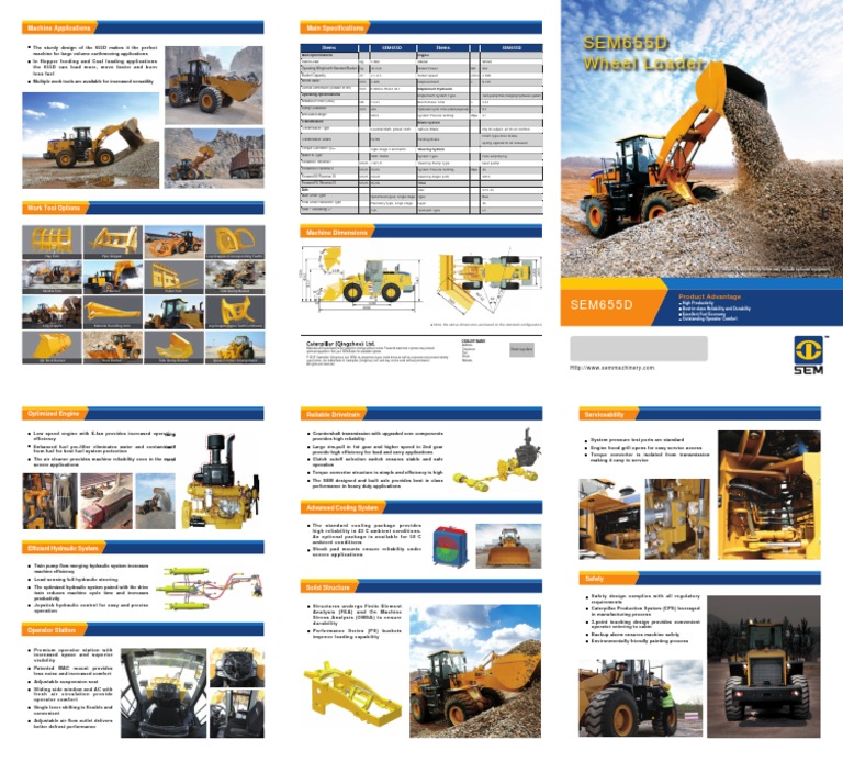 SEM655D Wheel Loader Overview | PDF | Brake | Pump