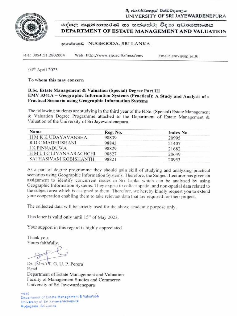 GIS Project Request for Estate Management Students | PDF