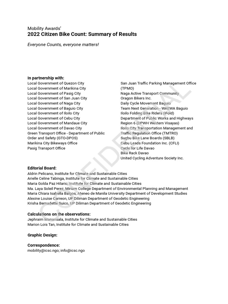 Consolidated Bike Count Report - 2022 | PDF